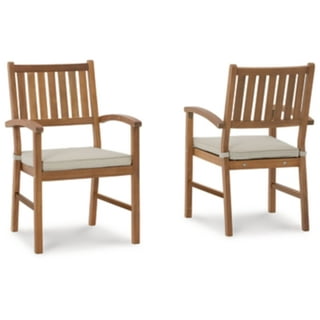 Helen Outdoor Teak Finish Acacia Wood Arm Chair (Set of 2) - Walmart.com