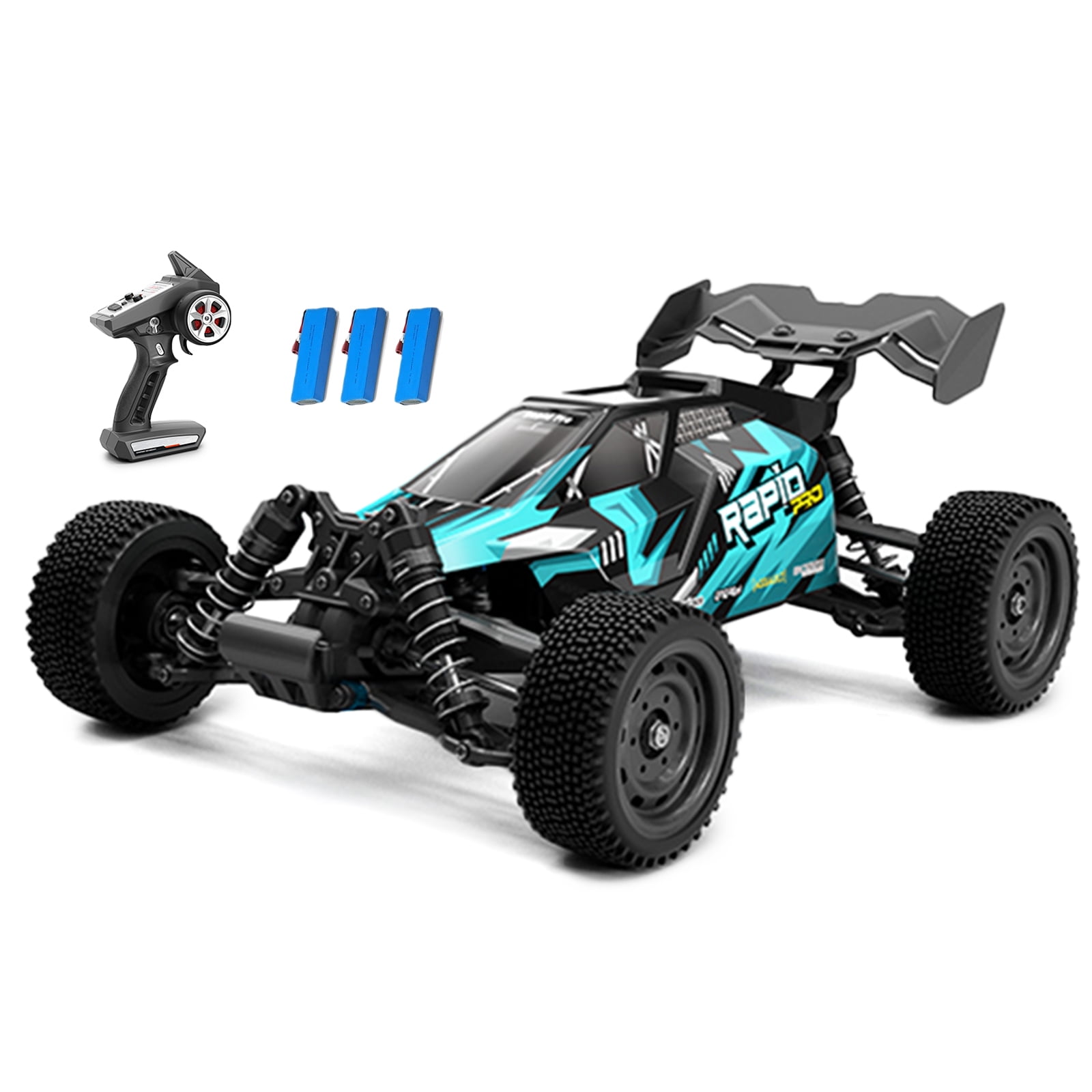 Kotyreds 1/16 70km/h Monster Truck High Speed 2.4GHz 4WD RC Off-Road Car (Blue 3 Battery ...