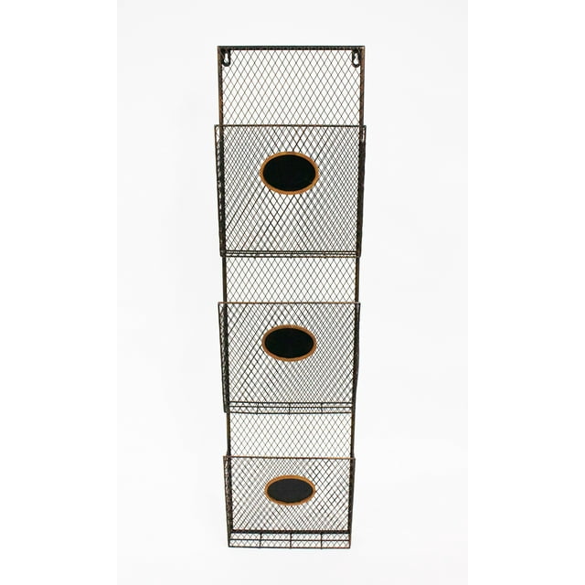 Designstyles Metal, 3 Pocket Wall Hanging File Holder - Black - Walmart.com