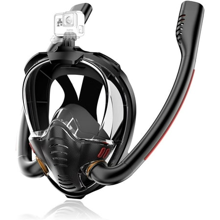 Full face diving mask with double tube snorkel - Anti-leak system with ...