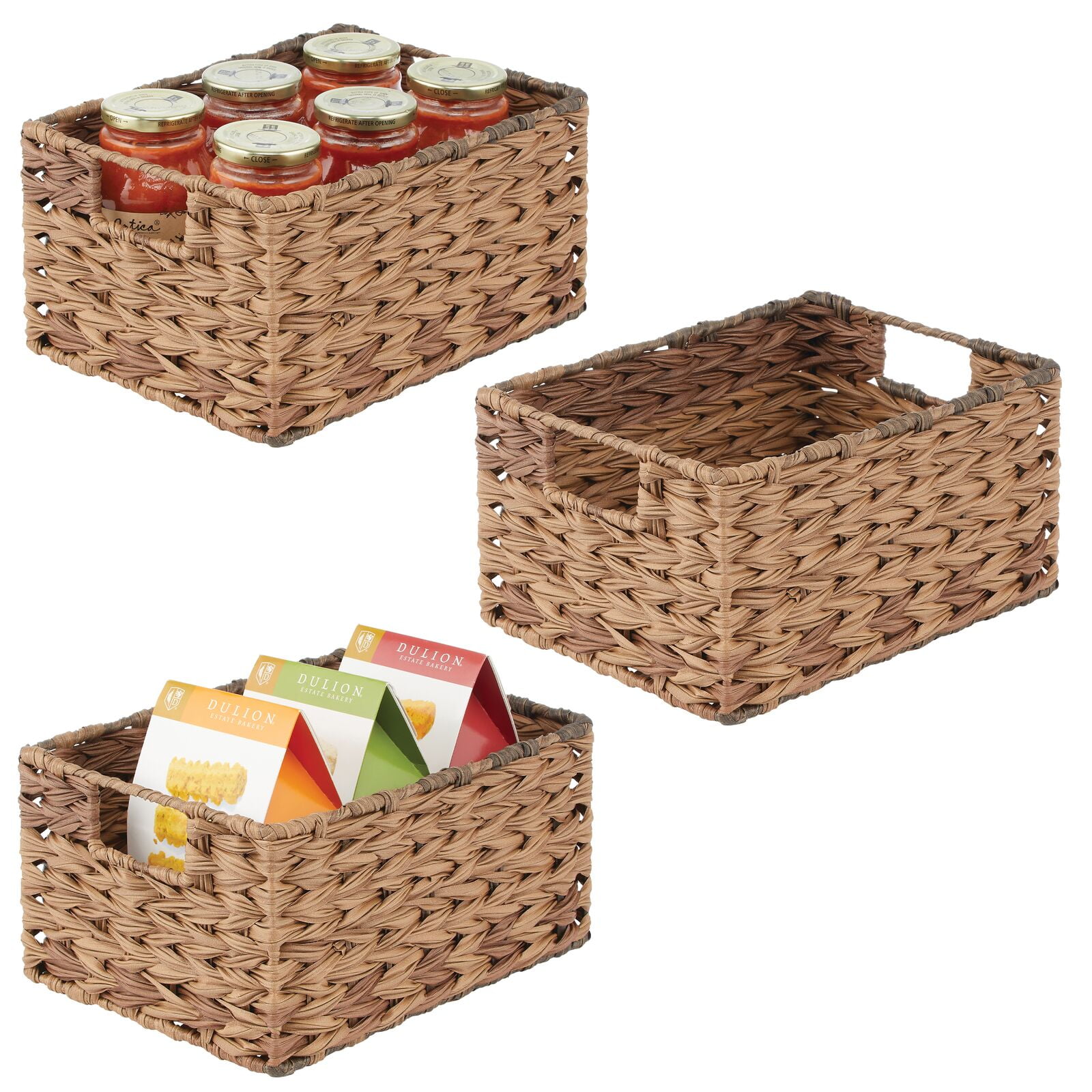 mDesign Woven Farmhouse Kitchen Pantry Food Storage Organizer Basket ...