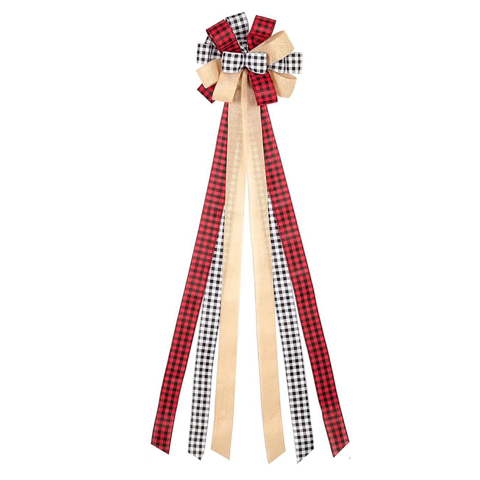Hapeisy Christmas Checked Tree Topper Large Toppers Bow Red And Black
