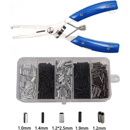 Stainless Steel Fishing Pliers Scissors & 500 Fishing Barrel Crimps ...