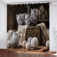 Blackout Curtains Cute Gray Cat Funny Pet Animals Pattern, 3D Printed ...