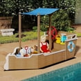 PETSCOSSET Pirate Boat Sandbox - With Canopy and Steering Wheel Seats ...