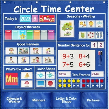 Learning Resources Teaching Calendar/Weather Pocket Chart for Preschool ...
