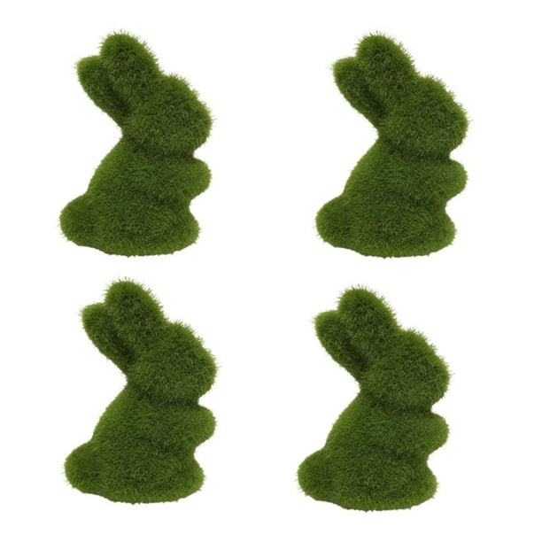 Easter Flocked Rabbit Handmade Artificial Turf Grass Animal Green Moss ...