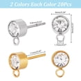 40Pcs 2 Colors Stainless Steel Rhinestone Stud Earrings Findings with ...
