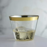 100 Pack 9oz Plastic Cups Gold Glitter with a Gold Rim - Premium ...