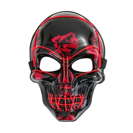 Light Up LED Skeleton Skull Mask HalloweenHoliday Light Costume ...