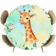 Cartoon Animal Print Small Giraffes Round Fitted Tablecloth with ...