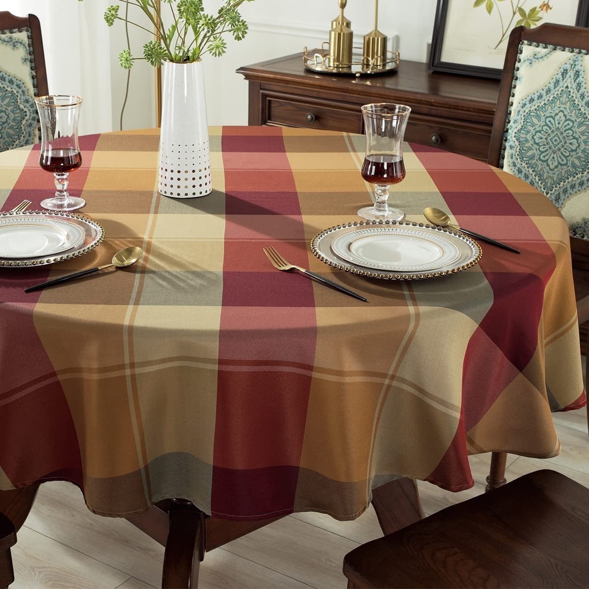 Click here for Pxwqqvxr Checkered Tablecloth 60 Inch Round Table... prices