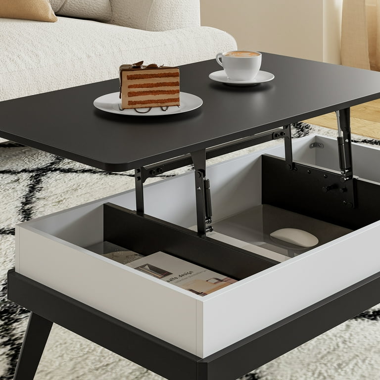 Bidiso Lift Top Coffee Table 40 Center Table with Hidden Storage Compartment and Round Corner Modern Lift Tabletop Dining Table for Living Room
