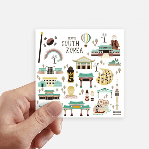 Korea Most Famous Landmarks Sticker Square Waterproof Stickers ...