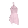 BaoFuBaoMei Halter Dresses for Women Plus Size Pleated Ruffle Trim ...