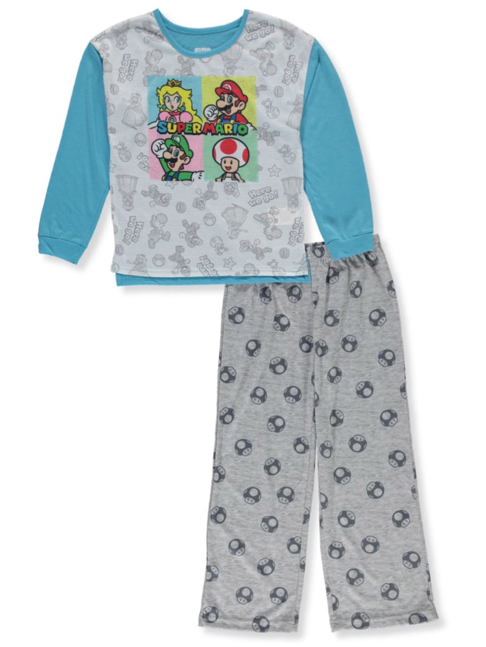 Nintendo Super Mario Character Squares 2-Piece Long Sleeve Pajama Set ...