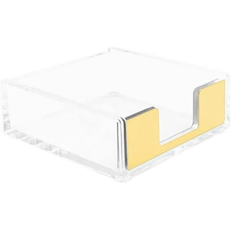 Clear Acrylic Yellow Gold Self-Stick Note Pad Holders Memo Note Cube ...