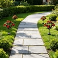 27.5in Solar Artificial Flower Ground Light, Metal & Silk LED Garden ...