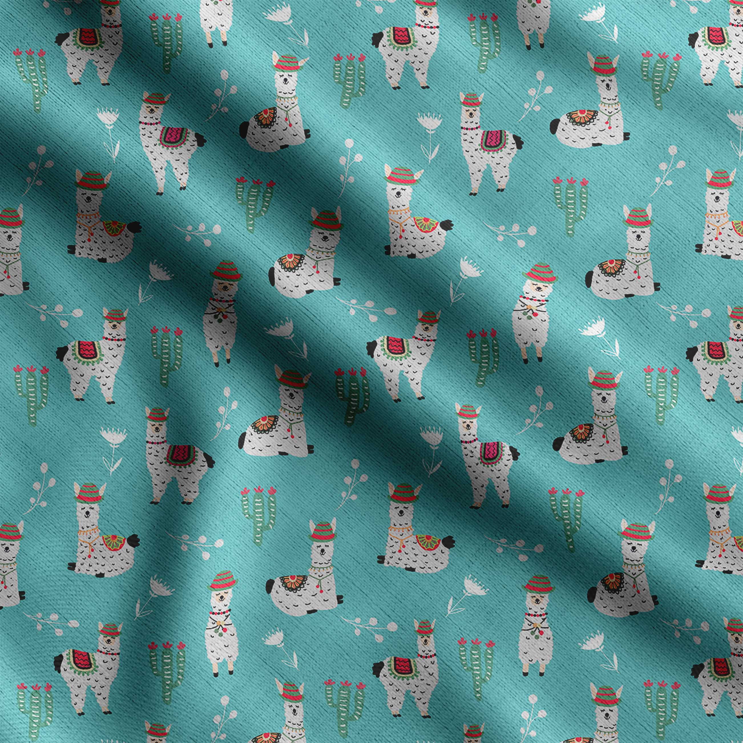 Soimoi Llama Alpaca Print,Cotton Poplin, Sewing Fabric Sold by The Yard ...