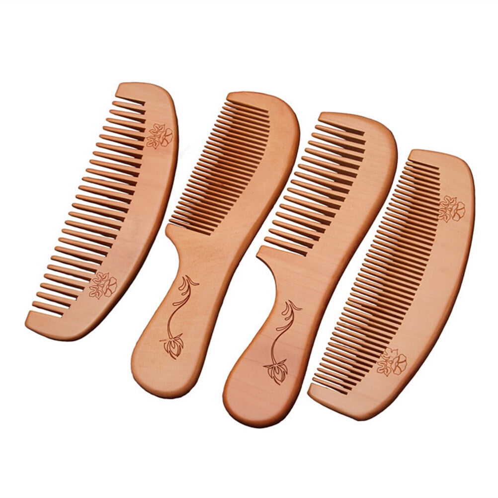 Click here for Dly 4pcs Peach Wooden Combs Carved Pocket Wood Com... prices
