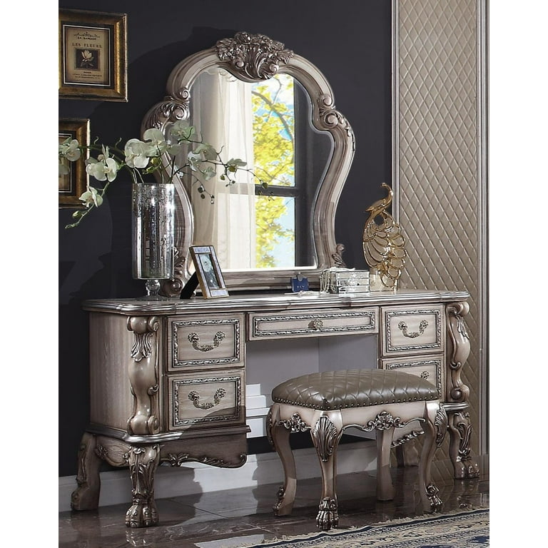 ACME Dresden Vanity Desk in Vintage Bone White Walmart