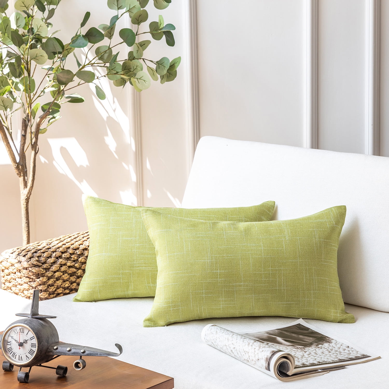 Phantoscope Soft Textured Linen Burlap Series Decorative Throw Pillow ...