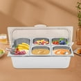 5 Compartments Condiment Dispenser with Lid, Pans, Clamps, Spoons and ...