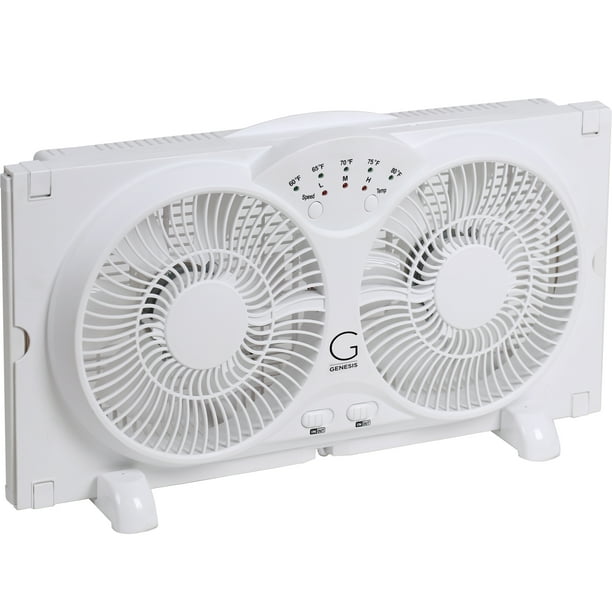 Genesis Twin Window Fan with 9 Inch Blades, High Velocity Reversible ...