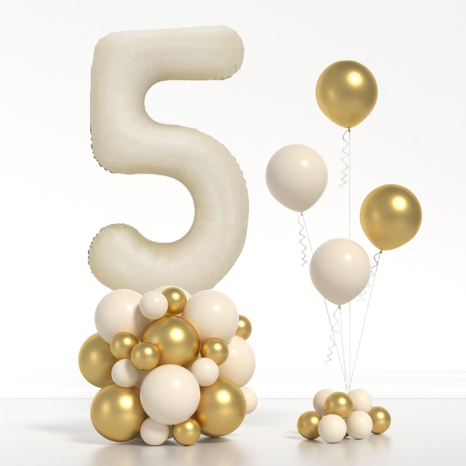 Honinda 40 Inch Large Size Number 5 Balloons Set with White Sand ...