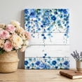 Blue Floral Canvas Wall Art for Living Room, Watercolor Spring Gradient ...