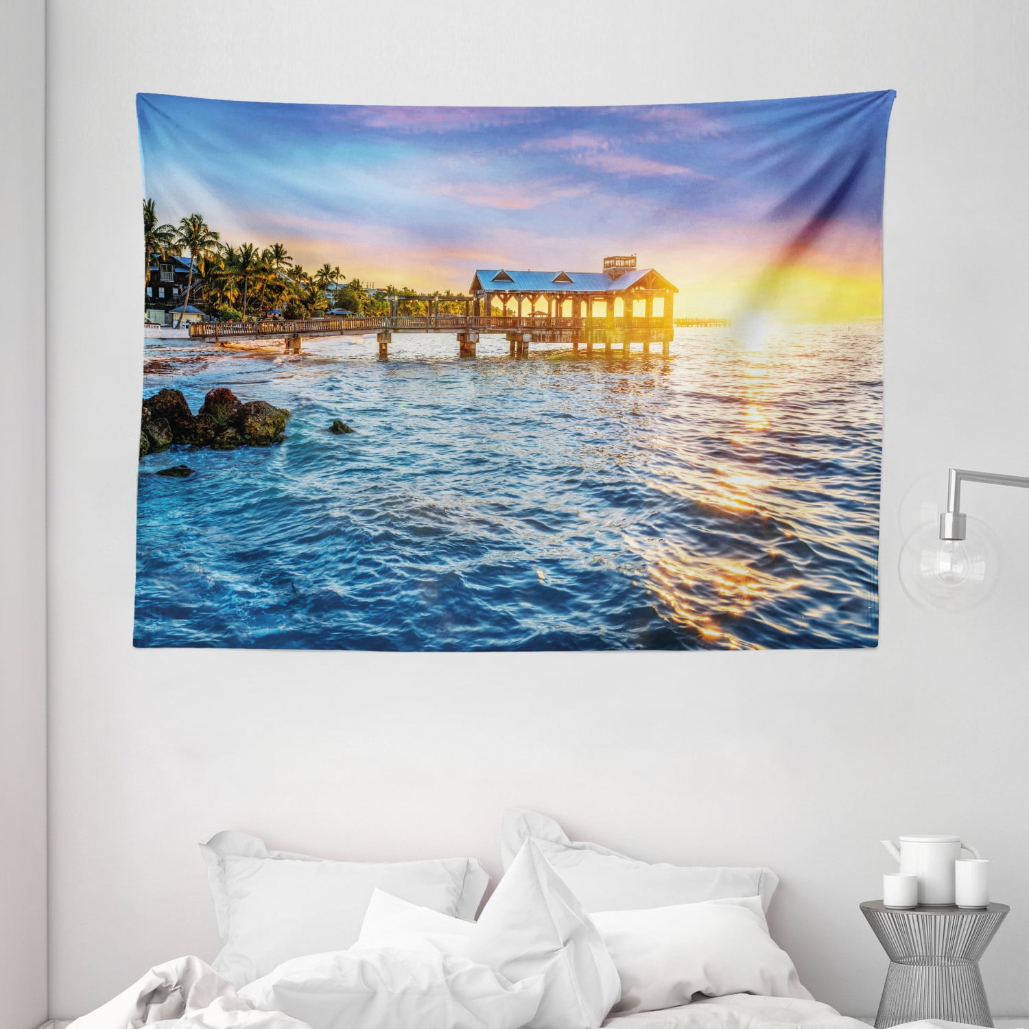 United States Tapestry, Pier at Beach in Key West Florida USA Tropical ...