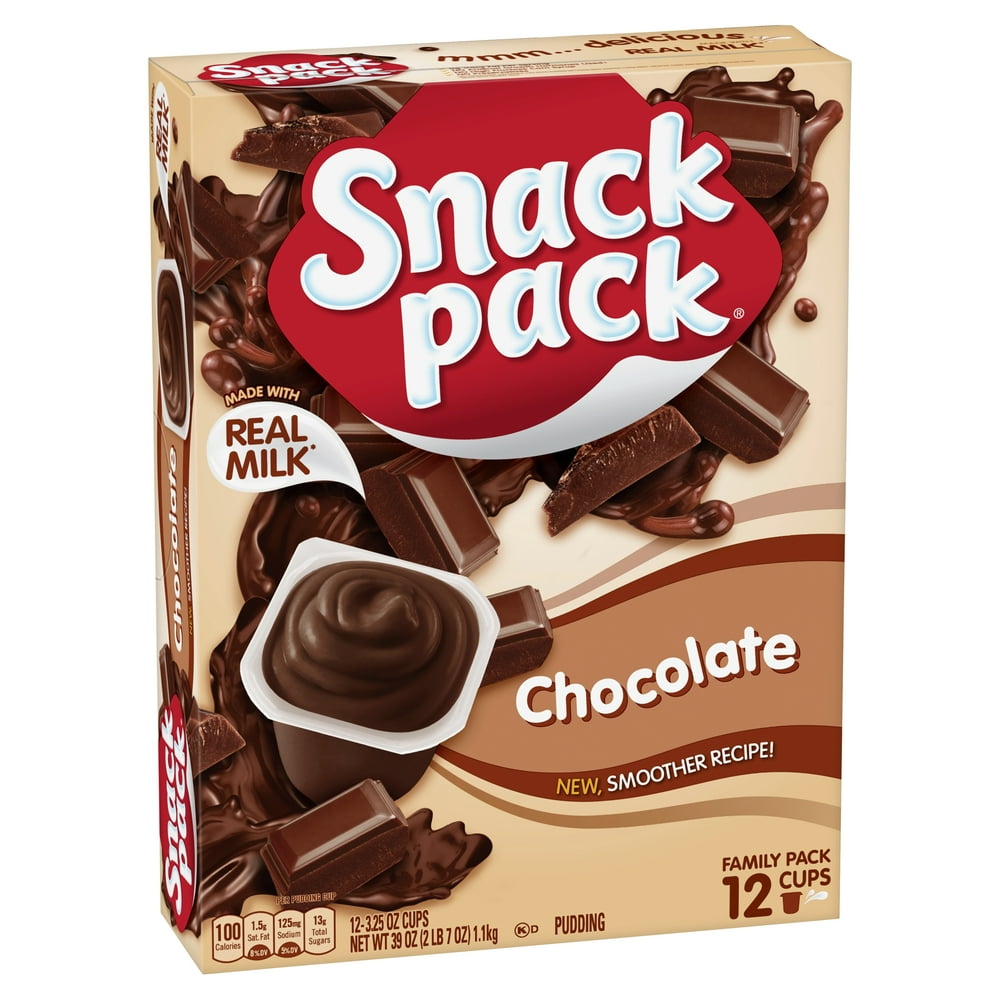 Snack Pack Chocolate Pudding Family Pack, 3.25 oz, 12 count - Walmart ...