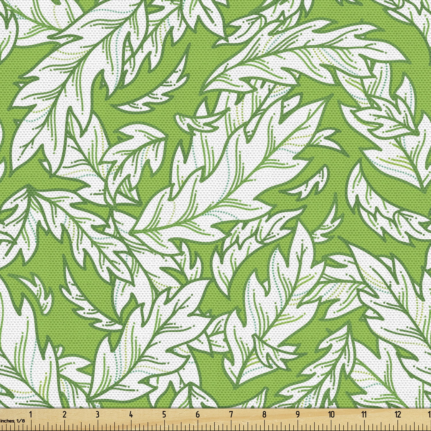 Floral Fabric by the Yard, Hand Drawn Summer Theme Depiction of Pinnate ...