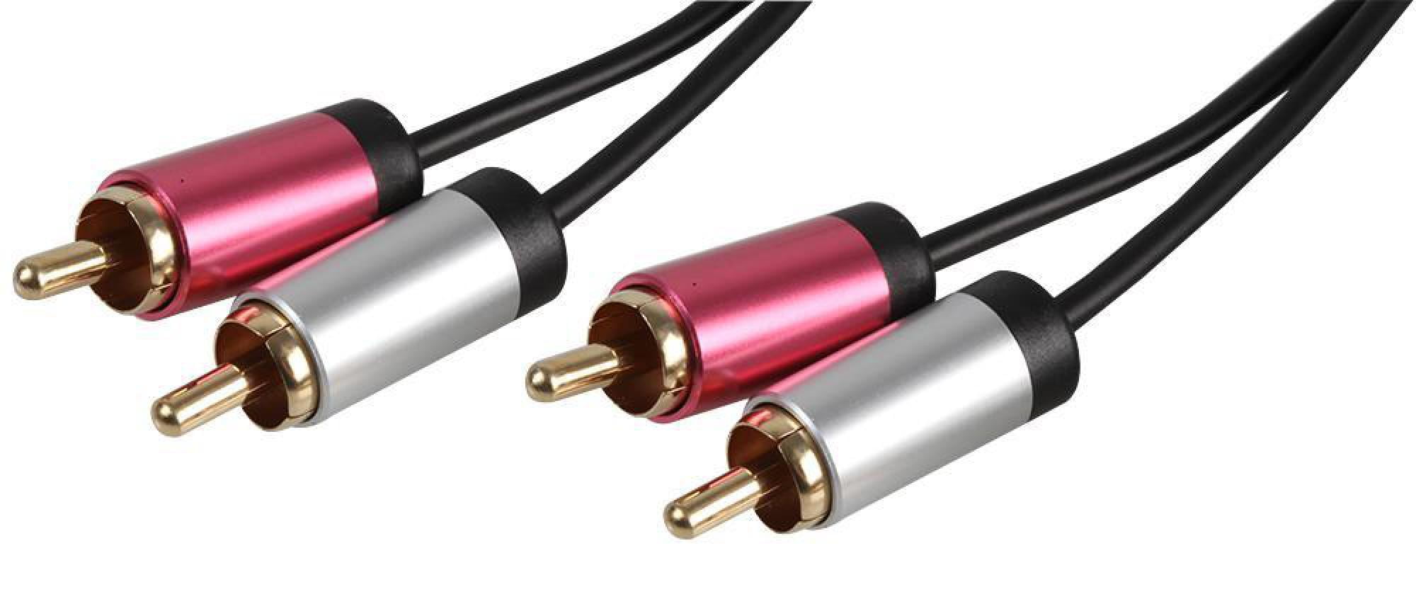 PRO SIGNAL Slim 2x Phono (RCA) Plug to 2x Phono Plug Lead, 0.5m Black ...