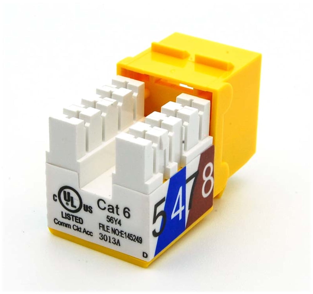 Keystone Jack Insert/Punch-down - Cat 6 RJ45 Networking, Yellow - Walmart.com