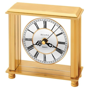 Bulova Hardwick Battery Operated Solid Wood Clock with Walnut Finish ...