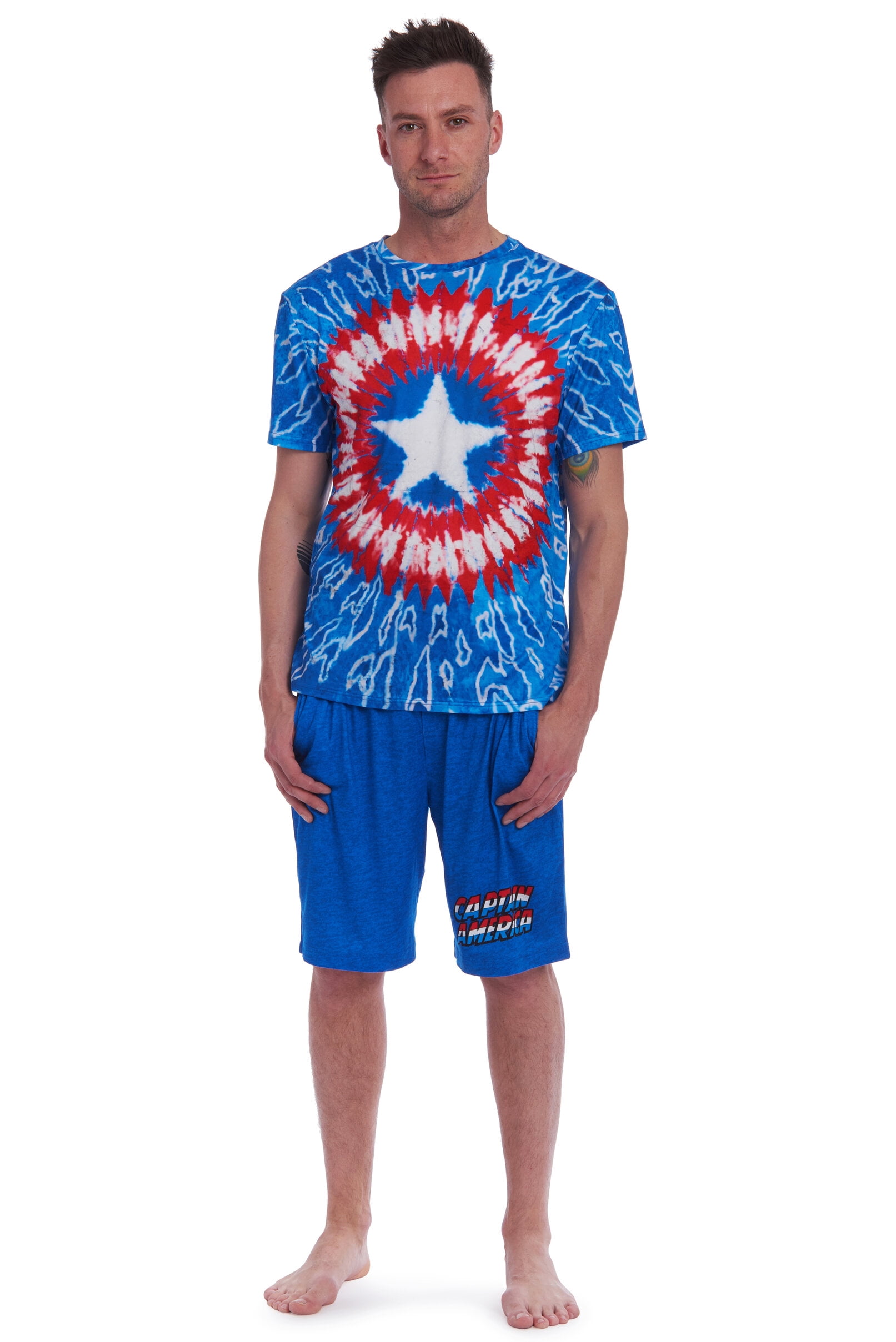 Marvel Avengers Captain America Mens Pajama Shirt and Shorts Sleep Set ...