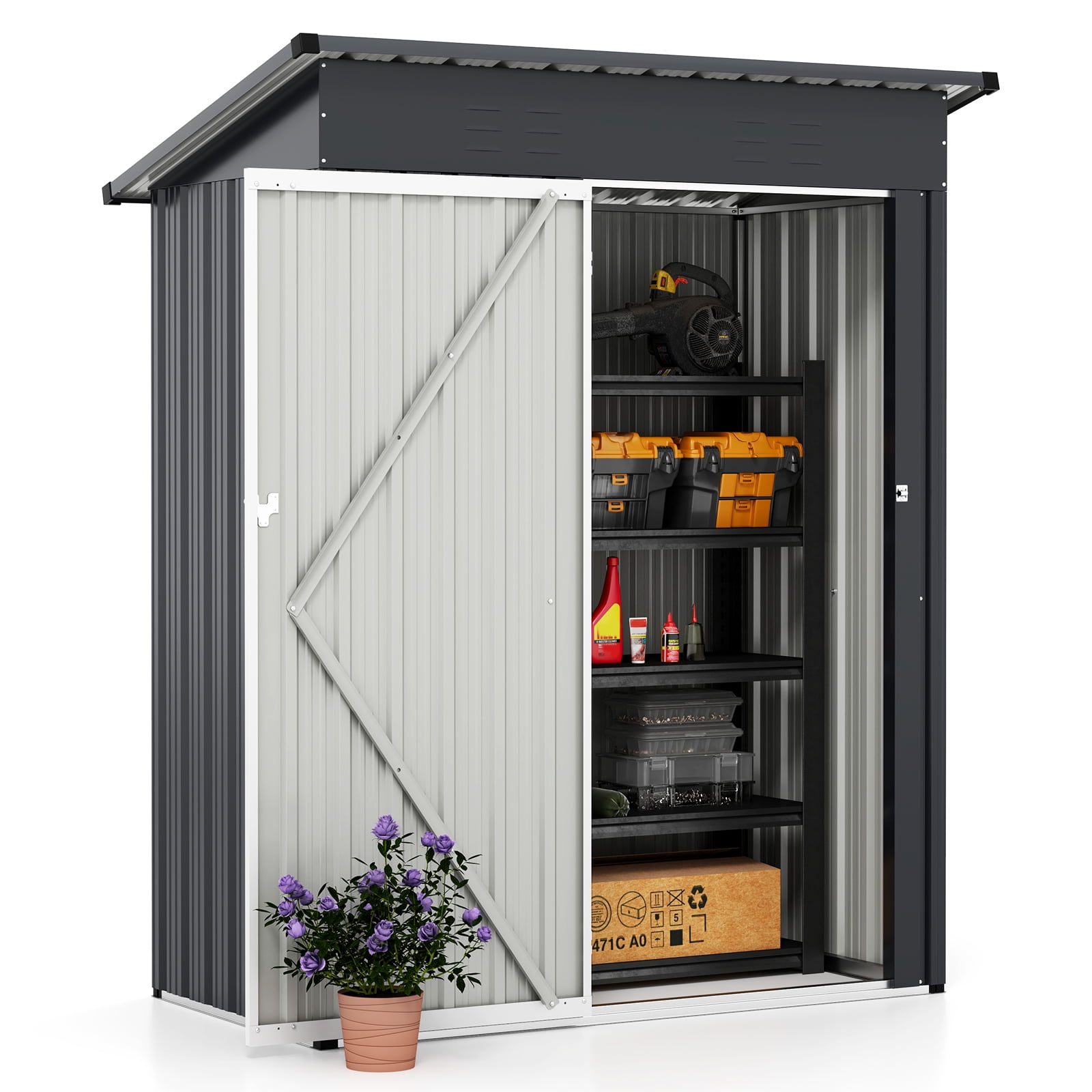 Click here for Gymax 5 X 3 Ft Outdoor Storage Shed Galvanized Met... prices