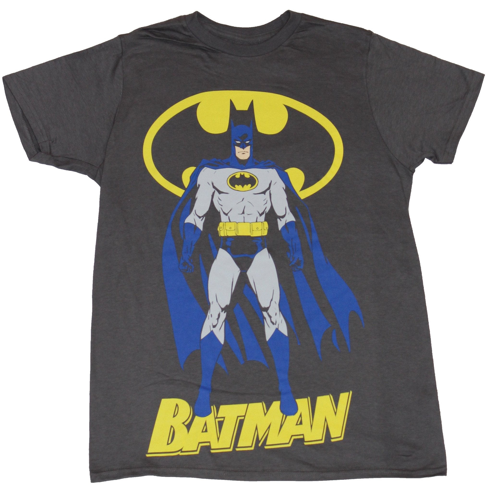 Batman (DC Comics) Mens T-Shirt - Standing Classic Comic Batman Over ...