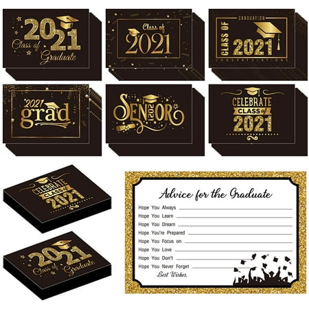 e 60 Pack Graduation Advice Cards for the Graduate 6 Designs Black Gold ...