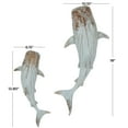 18, 13"H Light Blue Polystone Distressed Carved Shark Sculpture with ...