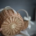 5.91" Small Woven Basket with Handle, White Satin Bow & Plastic Liner ...