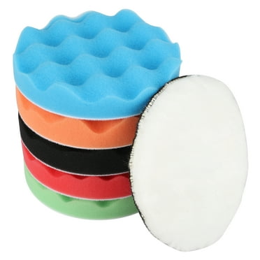 Waffle Foam & Wool Buffing & Polishing Pad Kit w/ 6 - 8" Pads Grip ...