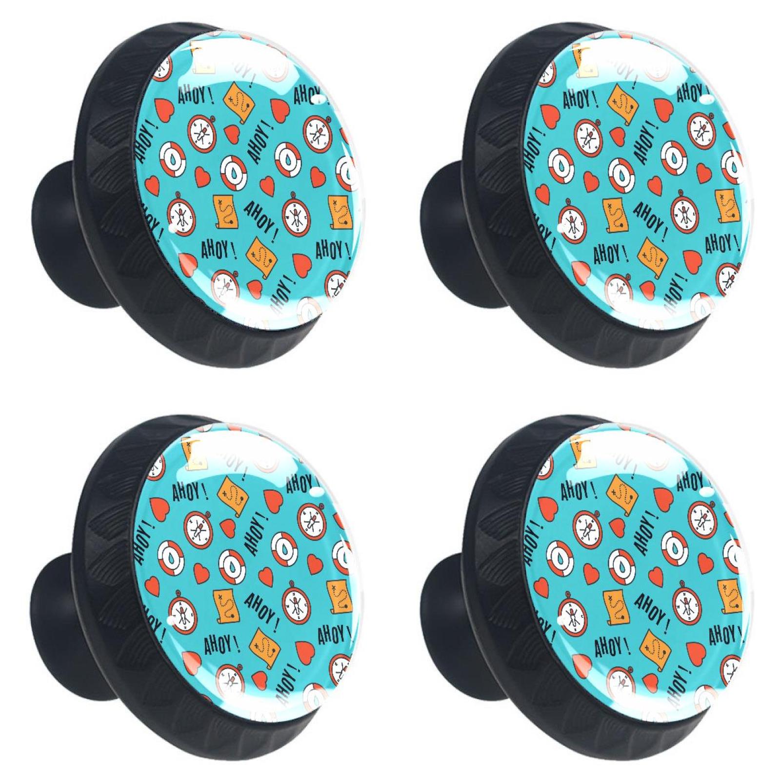 4 Pcs Nautical Compass Blue Knobs for Kitchen Cabinet Cupboard Dresser ...