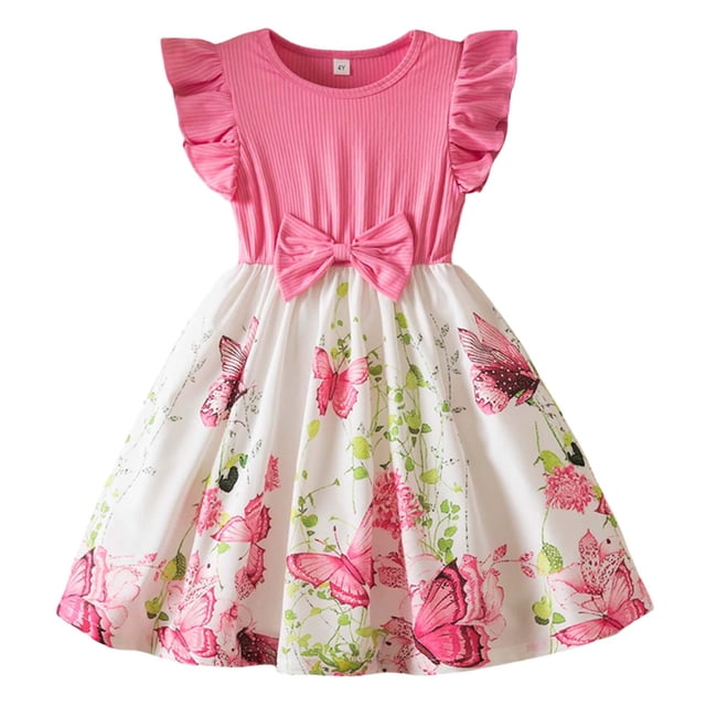 TJAZFJPA Girls Summer Dresses Casual Sleeveless Print Dress for Toddler ...