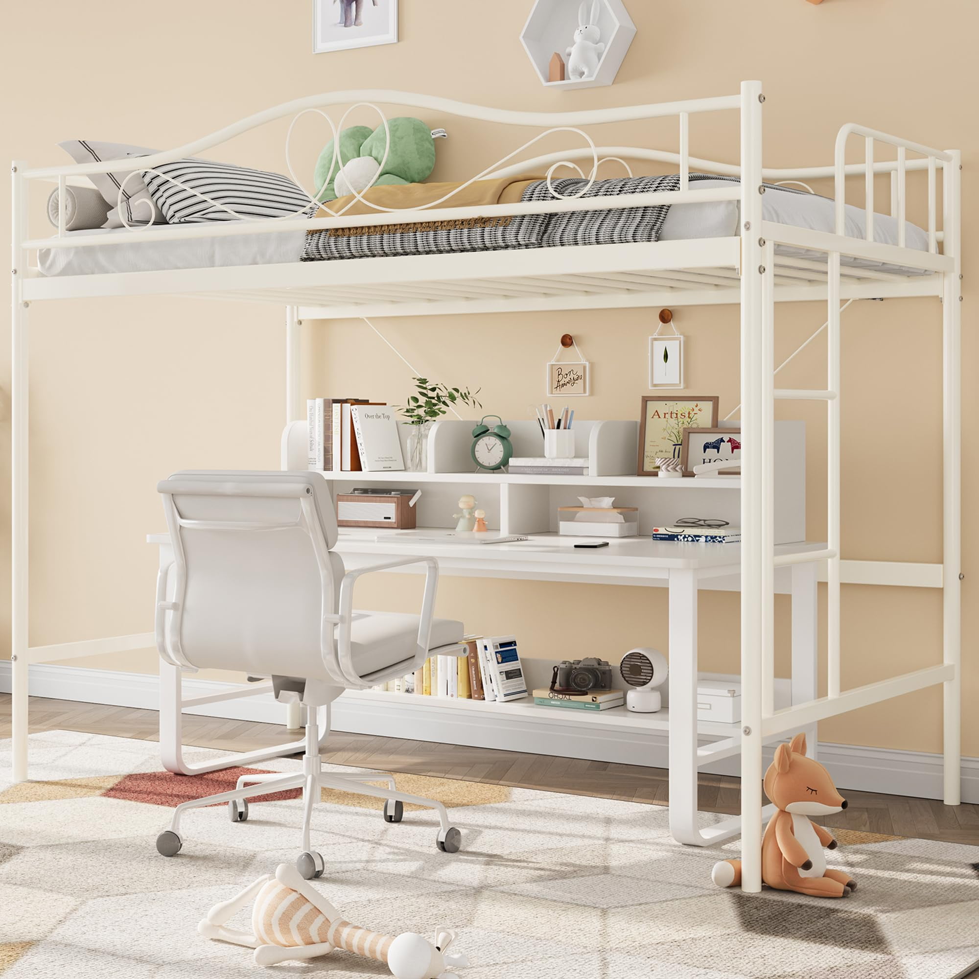 Click here for Towallmark Twin Loft Bed With Adjustable Ladder &... prices