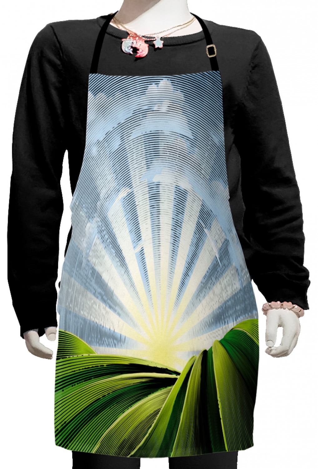 Psychedelic Kids Apron, Field Rolling Hills Sunrise Village Pastoral ...