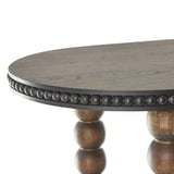 DecMode 47" x 34" Brown Wood Oval Spindle Console Table with Beaded ...