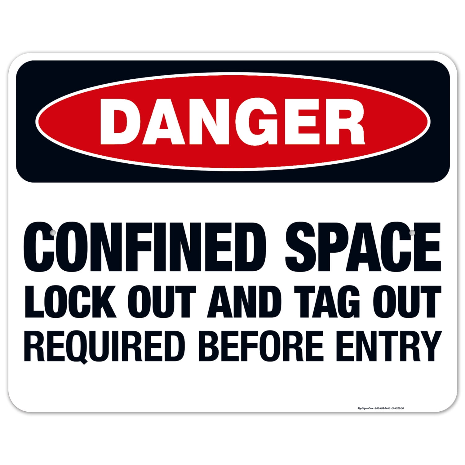 Danger Confined Space Lock Out And Tag Out Required Before Entry Sign ...