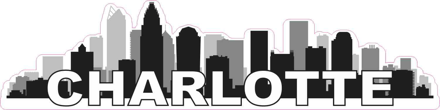 10in x 2.5in Large Letters Charlotte Skyline Sticker - Walmart.com